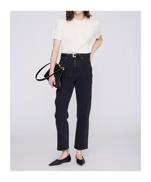 ANINE BING Crew Neck Puff-sleeve Short-sleeved Knit Cardigan