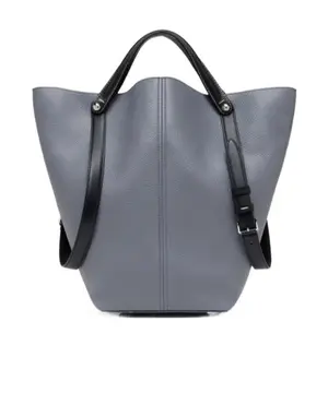 MAISON MARGIELA Dress-age Pebbled Leather Tote Bag - Gray