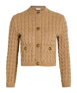 Moncler Quilted-knit Cropped Cardigan - Nude