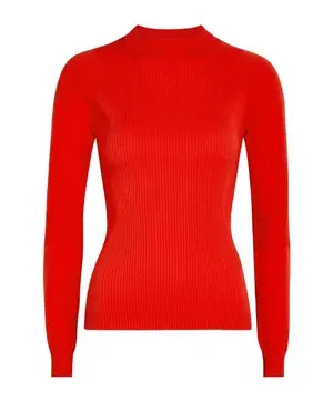 Moncler Mock-neck Ribbed Knit Top - Red