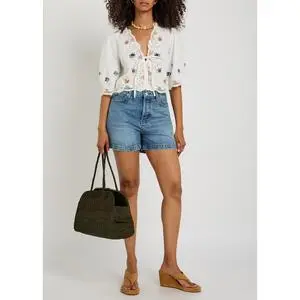 Rixo Tie-front Cropped Blouse