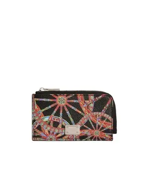 Dolce & Gabbana Card Holder In Carretto-print Calfskin - Black
