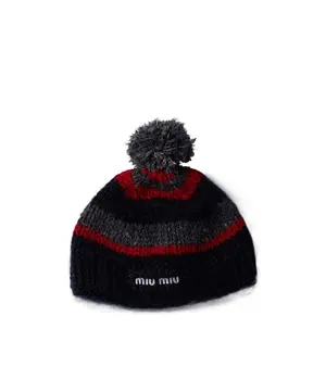 Miu Miu Knitted Hat - Blue/red