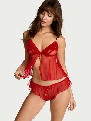 Victoria's Secret Tease Jingle Belle Cami & Flutter Short Set - Red