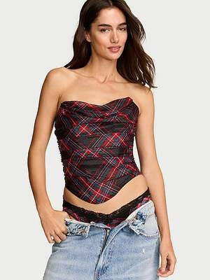 Victoria's Secret Very Sexy Tartan Chiffon Corset Top - Print