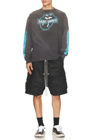 SAINT MXXXXXX X The Rolling Stones Fire Long Sleeve Tee