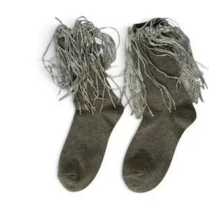 HIGH HEEL JUNGLE BY KATHRYN EISMAN Bowie Cotton Socks With Glitter Fringe - Grey
