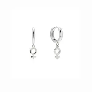 SPERO LONDON Feminine Venus Sterling Hoop Drop Earrings - Silver