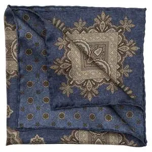 ELIZABETTA MADE IN ITALY Brando Double Sided Silk Pocket Square - Blue