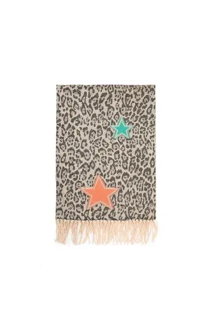 JAMES LAKELAND Leopard Print Star Scarf - Black