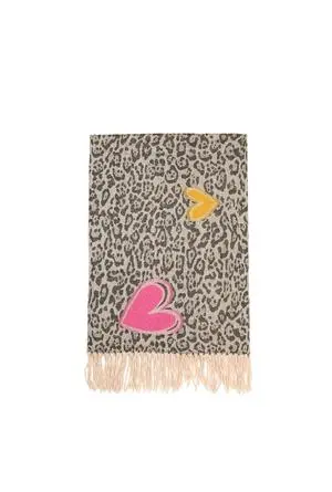 JAMES LAKELAND Leopard Print Heart Scarf - Black