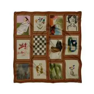ARTIFACT. Neutrals Tableau Salon Large Luxury Square Silk Scarf - Brown