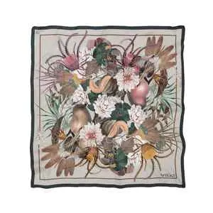 ARTIFACT. Neutrals/ Liora Tapestry Large Luxury Square Silk Scarf - Green