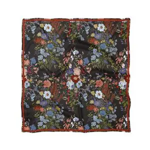 ARTIFACT. Liora Noir Large Luxury Square Silk Scarf - Black/red