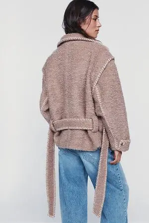 Anthropologie Wool Blend Bouclé Blanket Coat Jacket