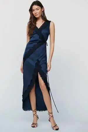 Avec Les Filles Sat Lace Wrap Dress