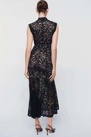 Avec Les Filles Sheer Lace Keyhole Maxi Dress