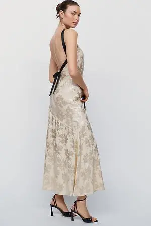 Avec Les Filles Halter Bow Maxi Dress