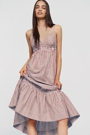 Maeve 100% Cotton Cami Midi Dress - Blue Pattern