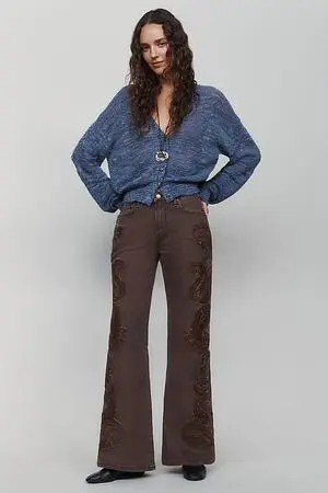 DRIFTWOOD Farrah Mid Rise Flare Jeans - Paisley Patchwork
