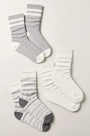 MUK LUKS Microfiber Crew Socks, Set Of 3 - Grey