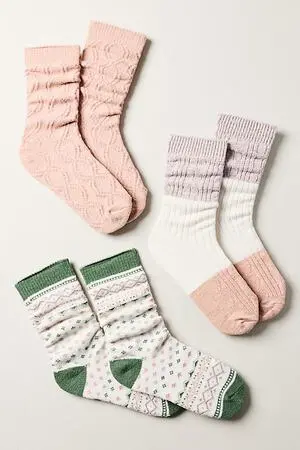 MUK LUKS Microfiber Crew Socks, Set Of 3 - Neutral