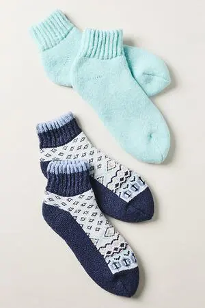 MUK LUKS Heat Retention Ankle Socks, Set Of 2 - Navy