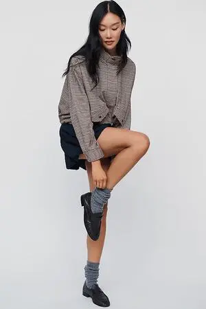 DAMSON MADDER Cotton Wool Cable Knit Cozy Socks - Grey