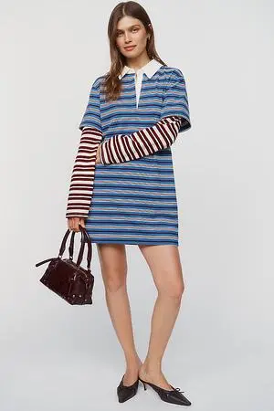 English Factory Long Sleeve Polo Twofer Mi Dress - Multi
