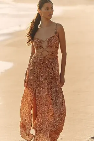 MAAJI Lush Safari Taisi Midi Dress - Brown Pattern