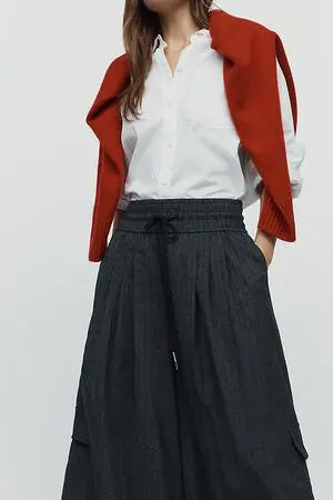 Maeve Sparkled Herrgbone Wide Leg Cargo Trousers Pants