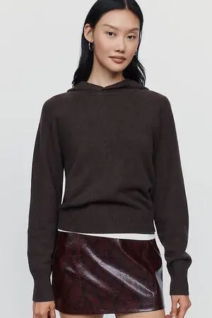 REFORMATION Reed Cashmere Wool Knit Hoodie - Grey