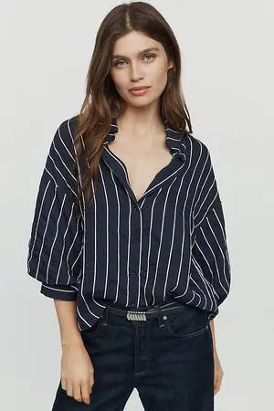 English Factory Balloon Sleeve Buttondown Shirt - Navy