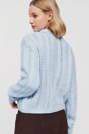English Factory Cable Knit Tie Front Cardigan
