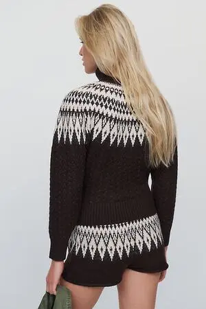 Naked Wardrobe Fairisle Turtleneck Sweater - Chocolate