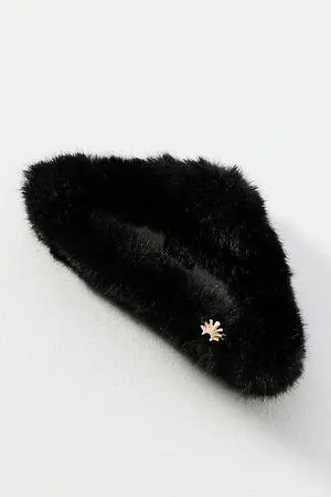 Lele Sadoughi Faux Fur Hair Claw Clip - Black