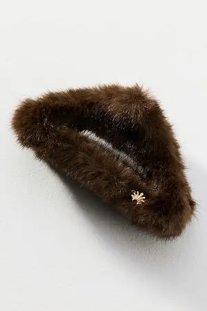 Lele Sadoughi Faux Fur Hair Claw Clip - Brown