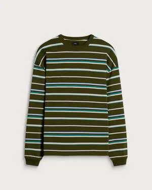 BEAMS Stripe Long Sleeve Loose T-shirt - Olive