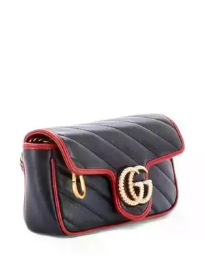Gucci Gg Marmont Flap Bag Diagonal Quilted Leather Super Mini Crossbody Bag