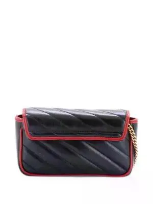 Gucci Gg Marmont Flap Bag Diagonal Quilted Leather Super Mini Crossbody Bag