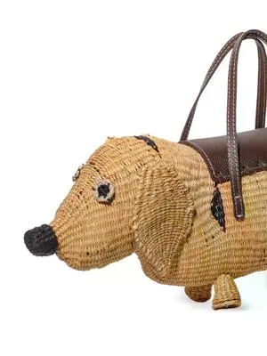 SENSI STUDIO Dog-shaped Straw Tote Bag