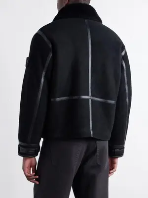 Stone Island Ghost Leather And Shearling-trimmed Suede Jacket