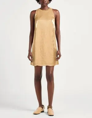 OTTOD'AME Mini Dress Sand Size Viscose, Linen, Polyamide