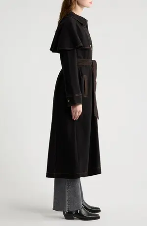 CLEOBELLA Le Carre Cotton Twill Trench Coat With Removable Cape