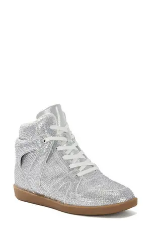 AZALEA WANG Kiara Wedge Sneaker - Silver