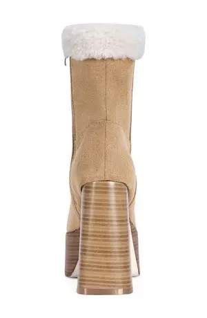 AZALEA WANG Larousse Platform Bootie With Faux Shearling Trim