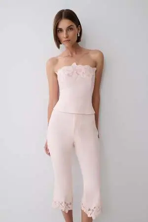 Meshki Tillie Flower Embroidery Denim Capris