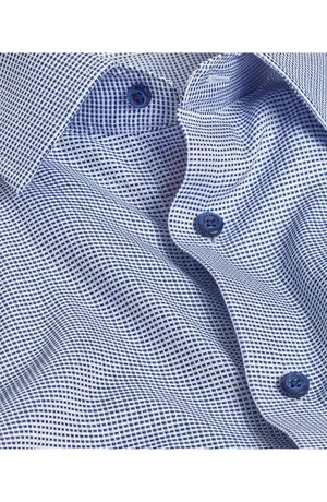 David Donahue Trim Fit Micro Cotton Dobby Dress Shirt