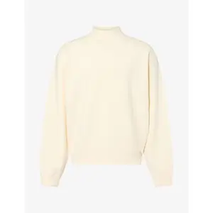 Fear Of God Mock-neck Logo-patch Wool Jumper - Cream