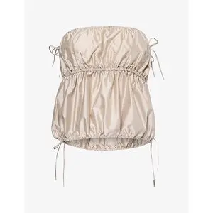 ST. AGNI Paper Taffeta Silk-blend Top - Fog